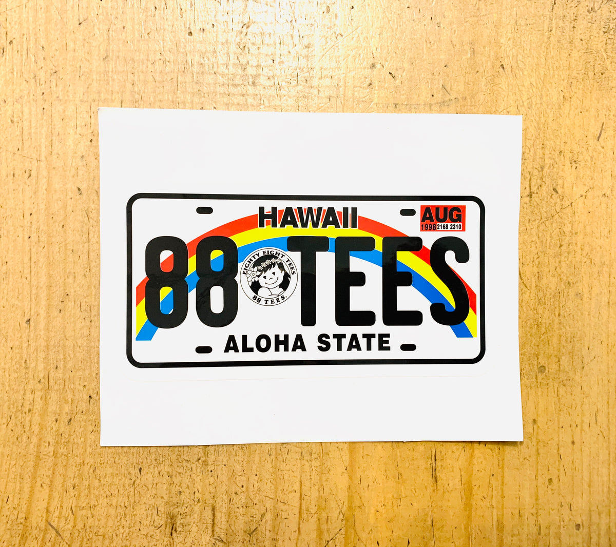 ALOHA STATE LICENSE PLATE STICKER – 88 Tees - Honolulu, Hawaii